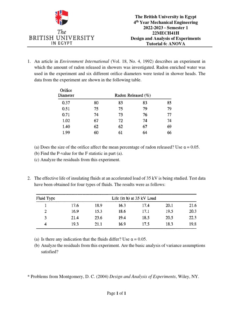 Tutorial 6 - ANOVA | PDF | Technology & Engineering