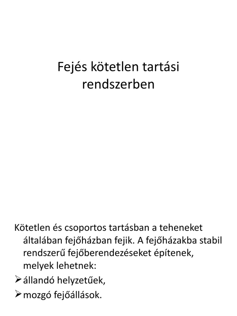 Fejés Kötetlen Tartási Rendszerben | PDF