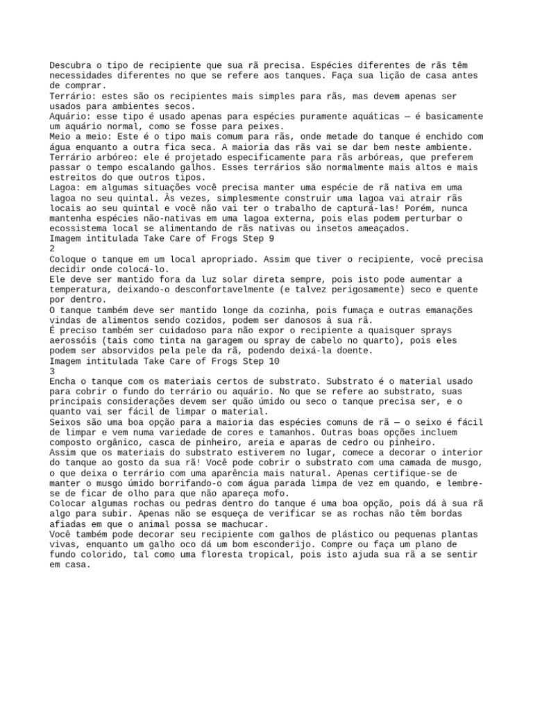 COMO Escolher o HABITAT DAS RANS | PDF