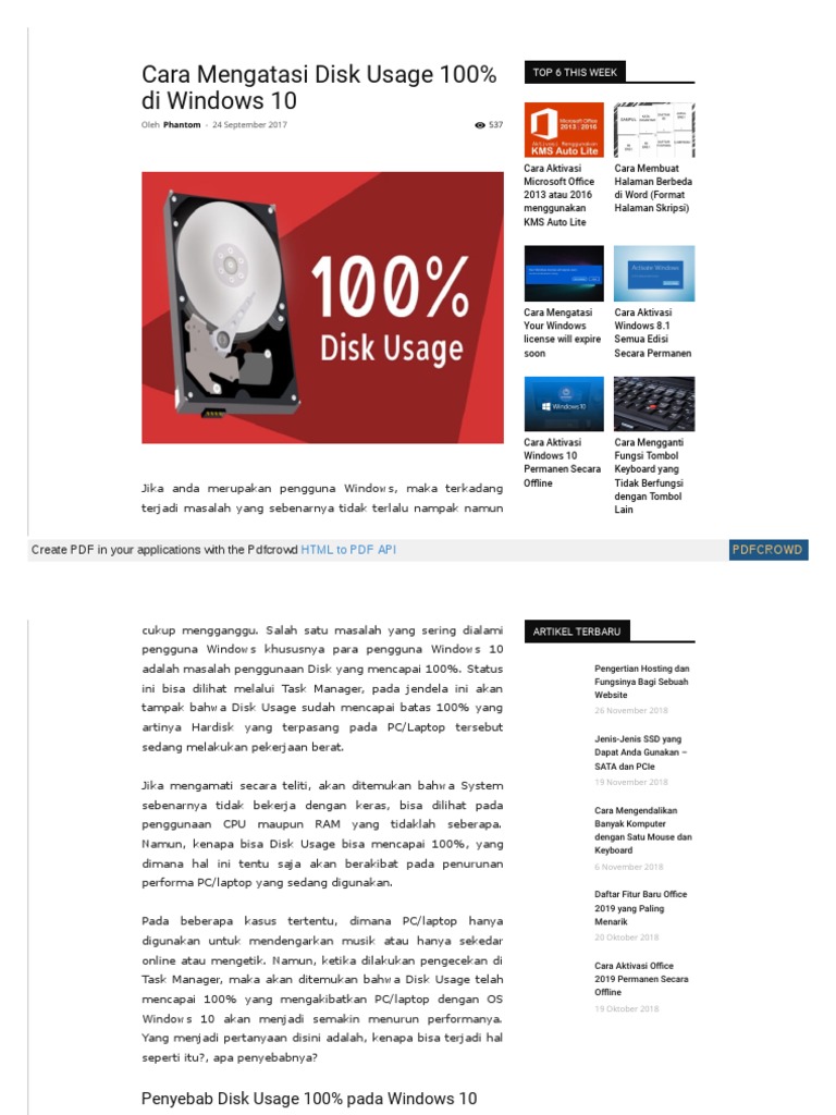 Disk Usage 100% | PDF