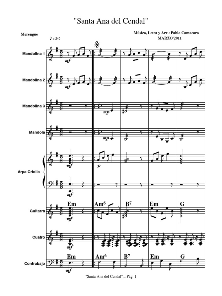Santa Ana Del Cendal, Score | PDF