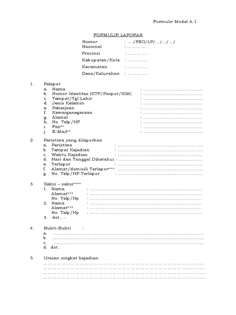 Formulir Laporan Dan Temuan | PDF