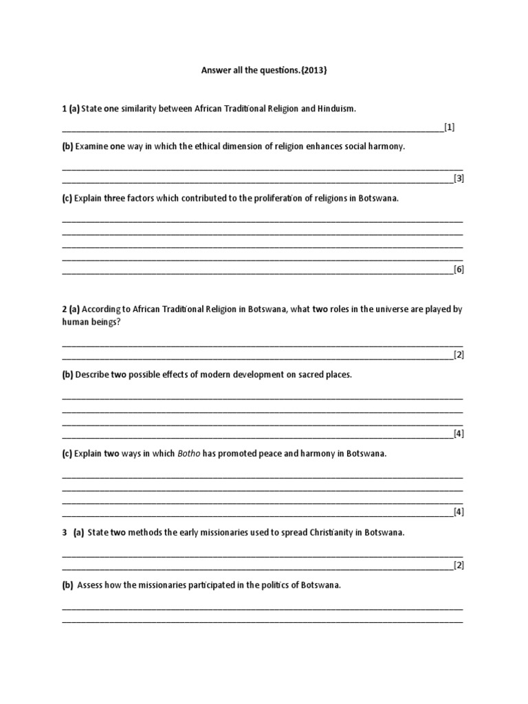 RE Paper 1 | PDF | Faith | Missionary