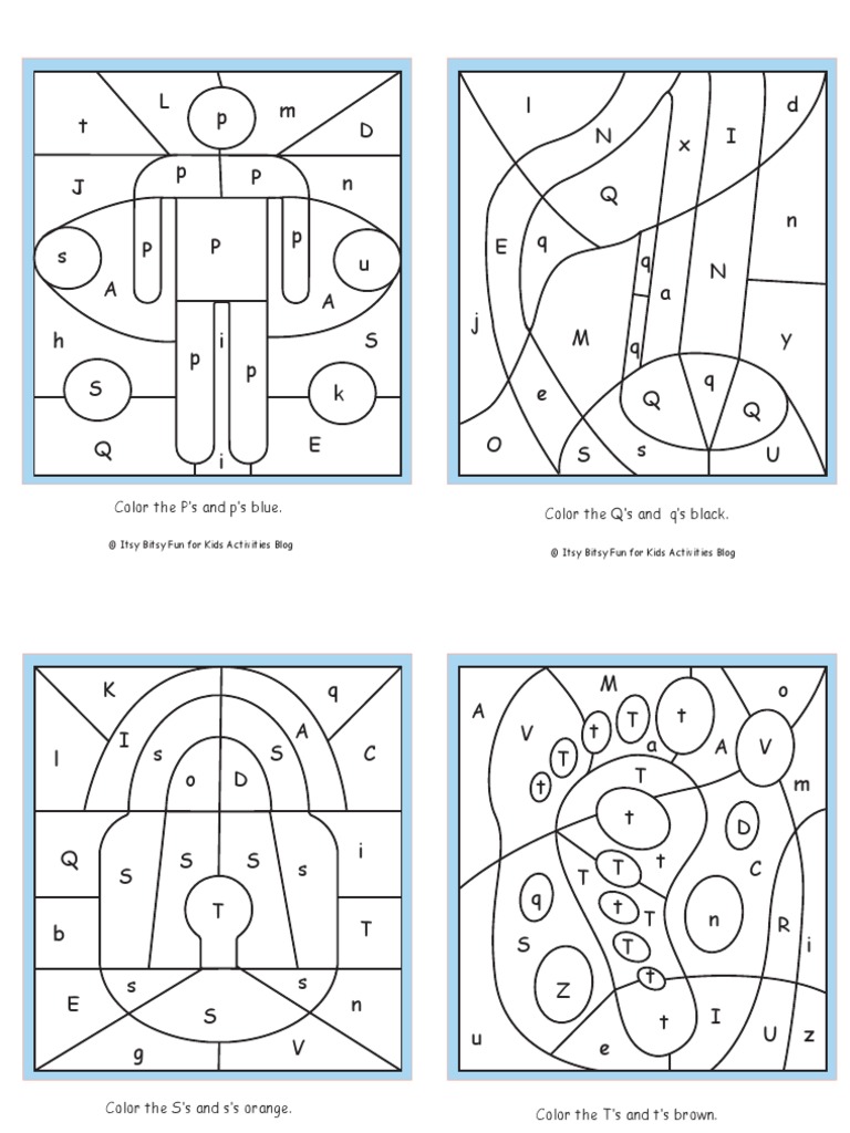 Color by Letters P, Q, R, S, T (Free Kids Printable) | PDF