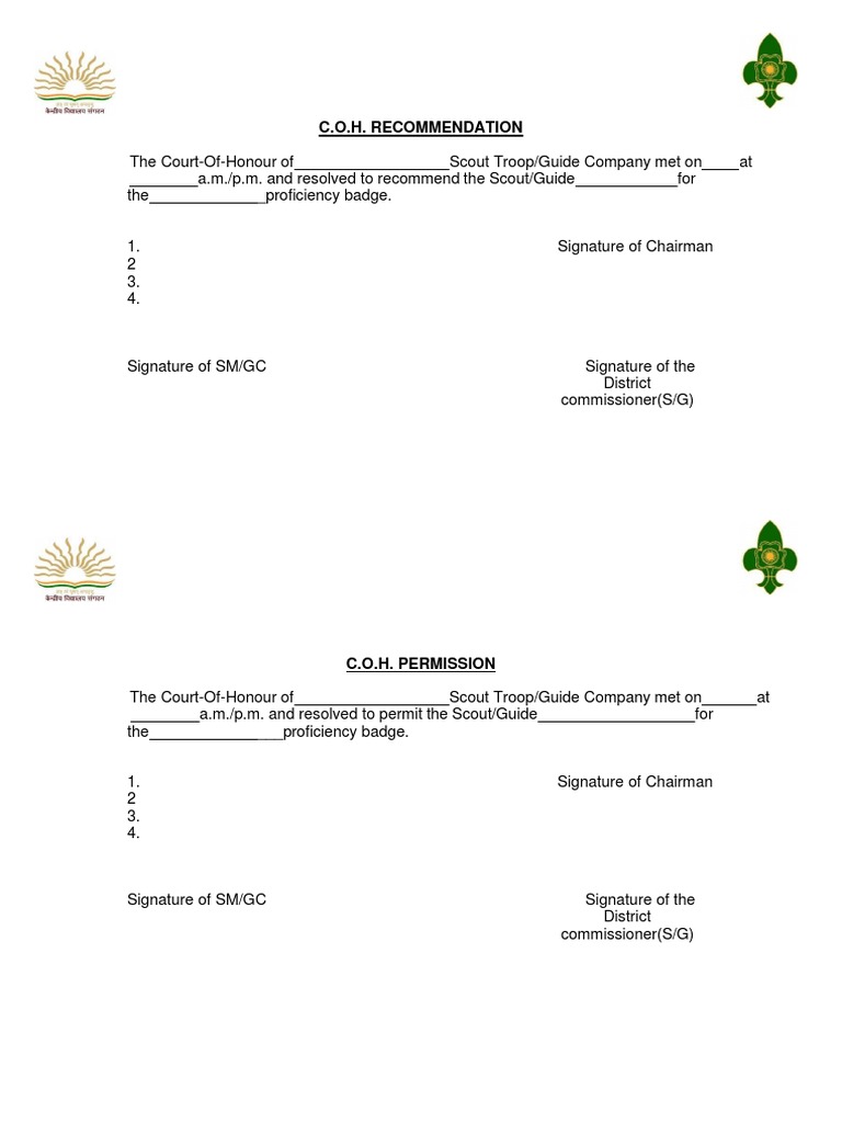 Coh Recommendation and Permission | PDF