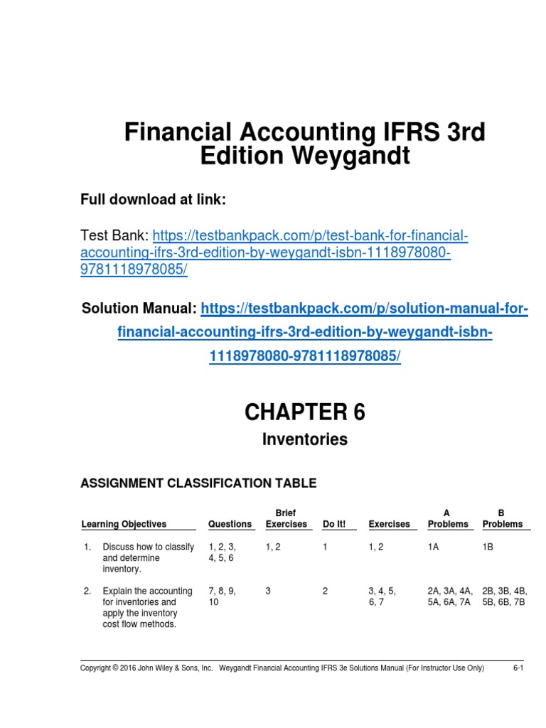 Financial Accounting IFRS 3rd Edition Weygandt Solutions Manual ...