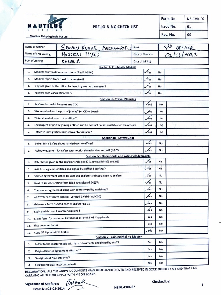 Pre Joining forms | PDF