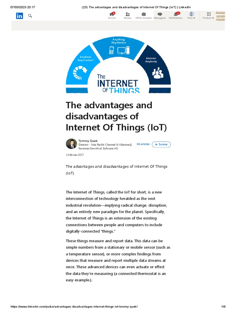 The Advantages and Disadvantages of Internet of Things (IoT) - LinkedIn ...