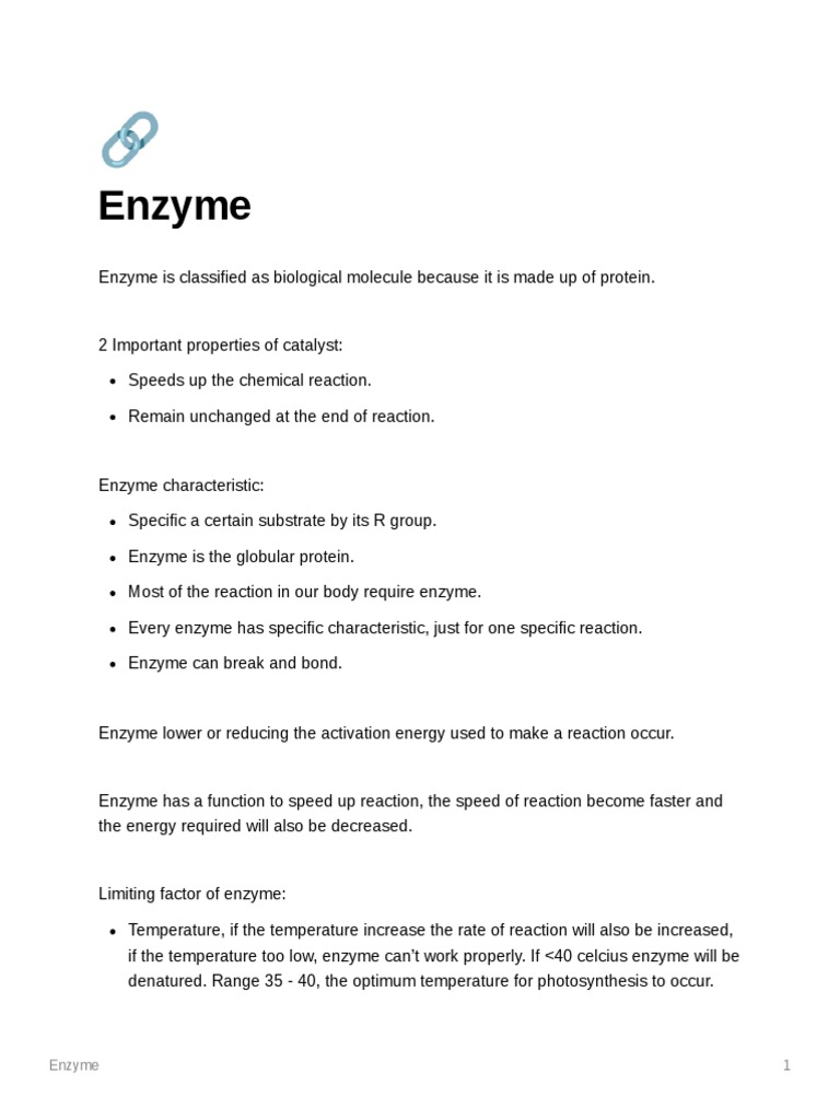 Enzyme | PDF | Enzyme | Chemical Reactions