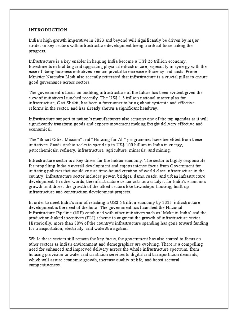 Infrastructure Report Pdf Infrastructure Economic Growth