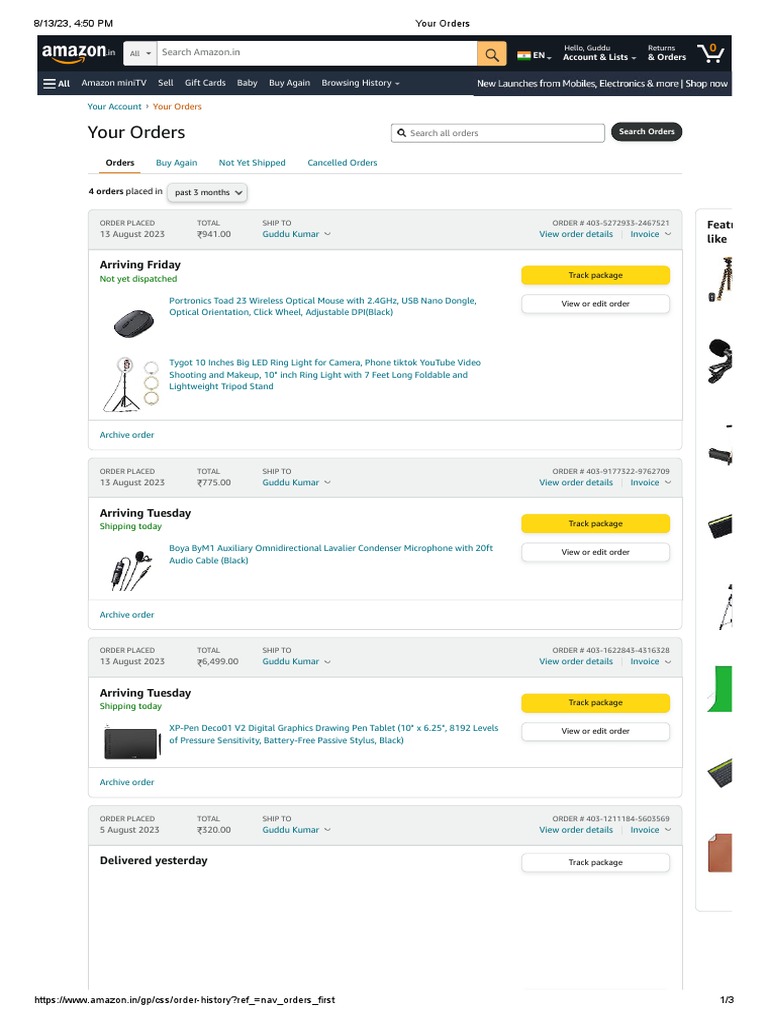 Your Orders | PDF | Computing | Consumer Electronics