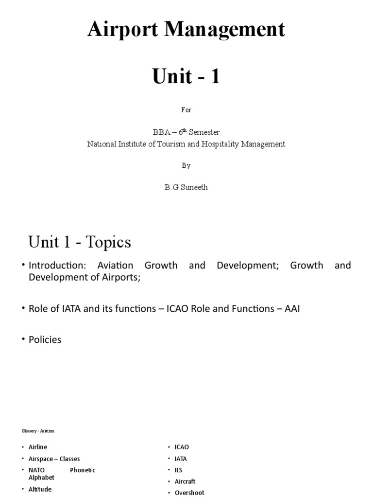 BBA AM - Unit 1 Intro | PDF | Airport | Transport
