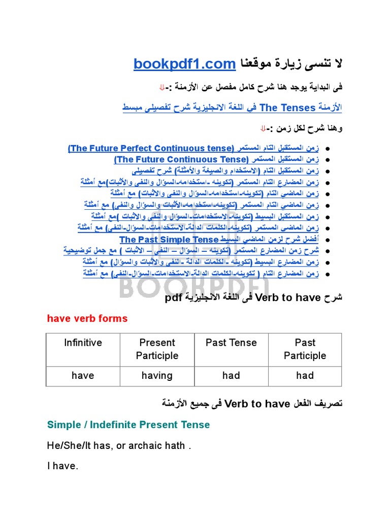 Verb To Have | PDF