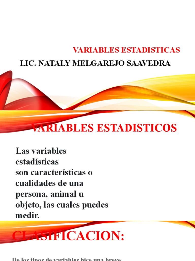 Variables Estadisticas. | PDF | Nivel de medida | Medición