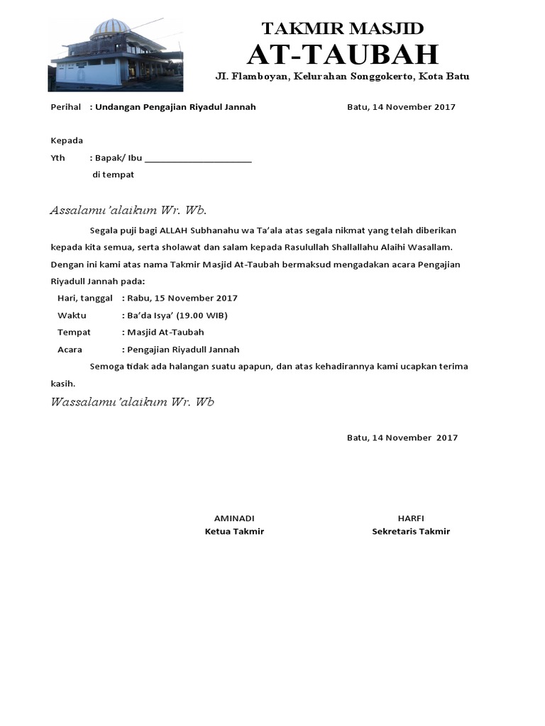 Undangan Acara Riyadul Jannah | PDF