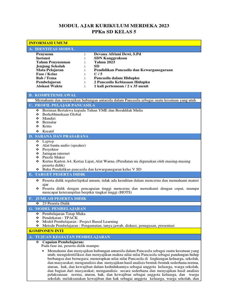 Siklus 2 - Modul Ajar | PDF