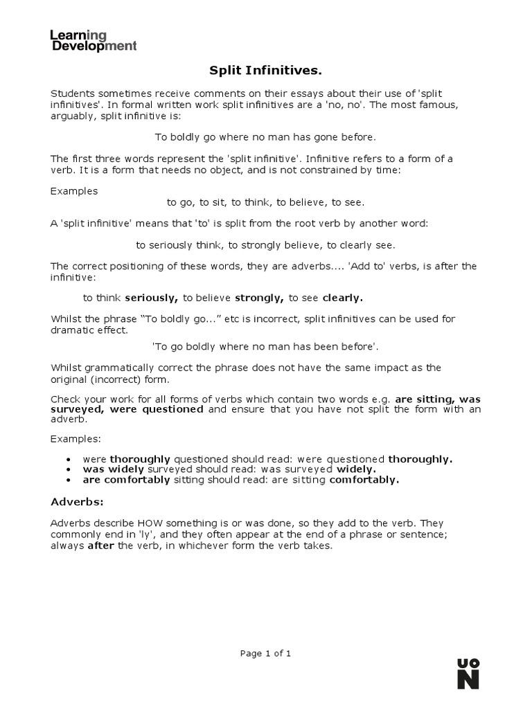 Split Infinitives March 2020 | PDF