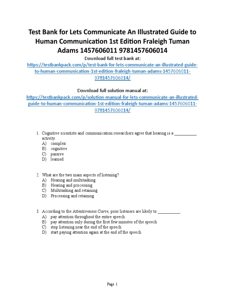 Lets Communicate An Illustrated Guide To Human Communication 1st ...