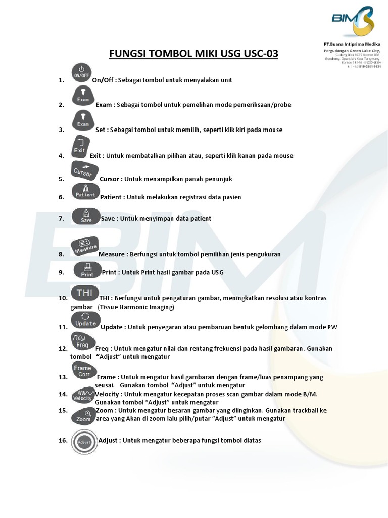 Tombol Usg Dan Fungsinya Usc-03 | PDF