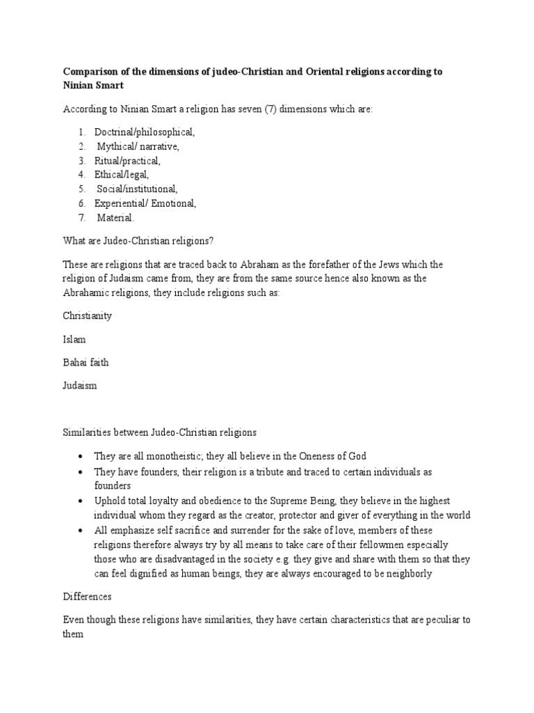 Ninian Smart's 7 Dimensions of Religion | PDF