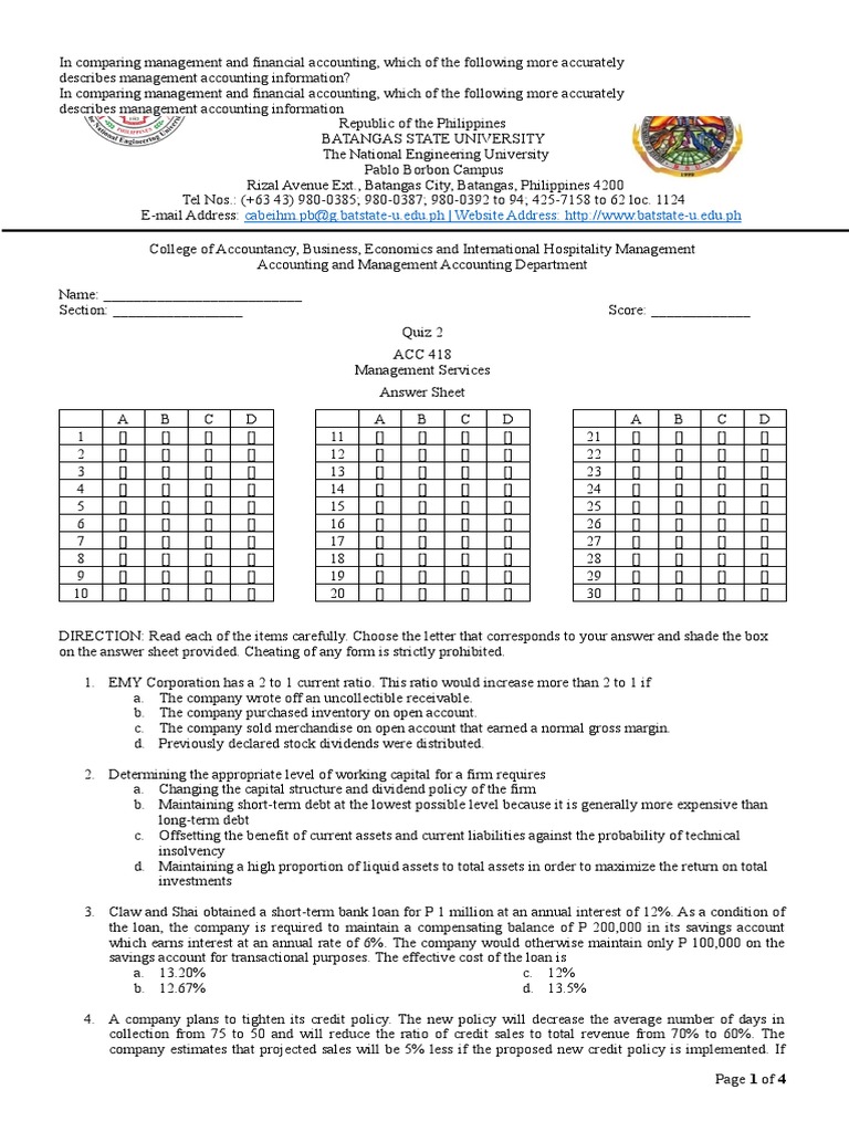 Quiz 2 Set B Students | PDF | Depreciation | Cost Of Capital