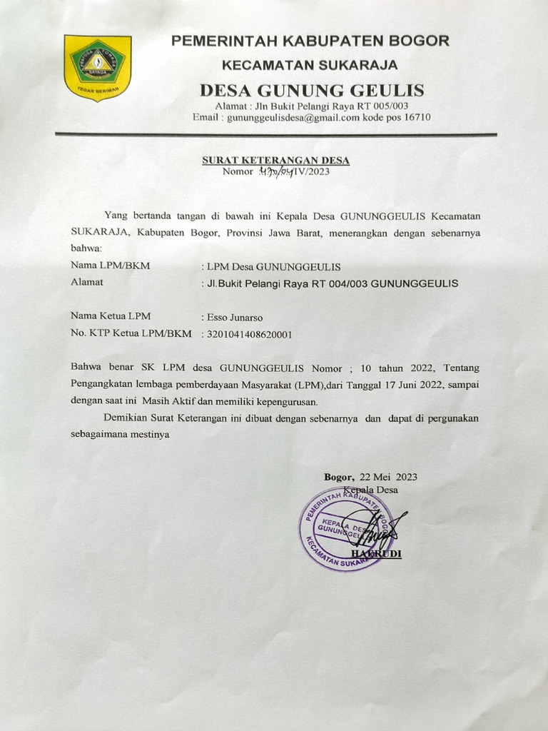 Surat Keterangan Desa | PDF