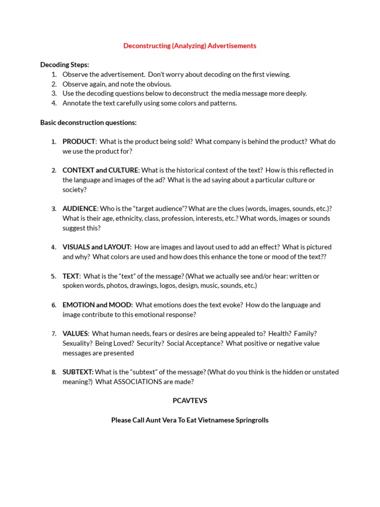 Analyzing Advertisements: A Step-by-Step Guide | PDF