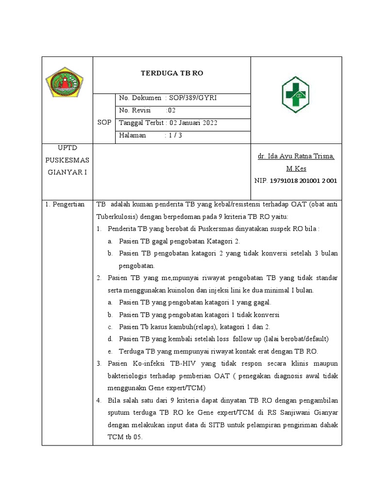 Sop Terduga TB | PDF