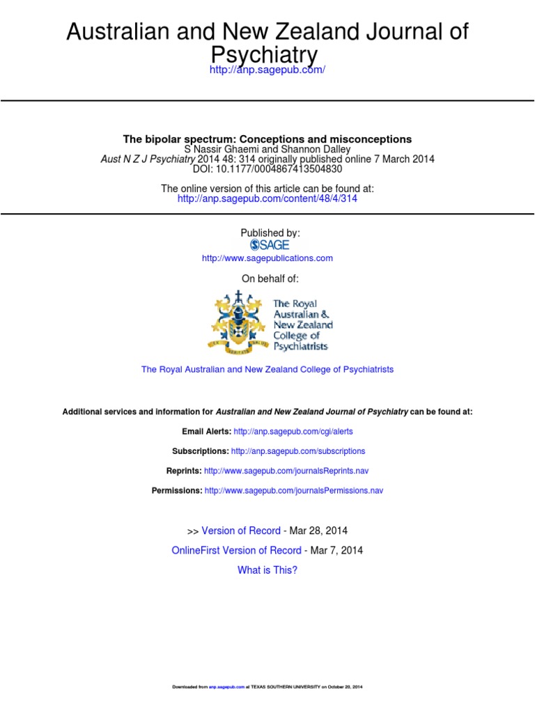 The Bipolar Spectrum - Conceptions and Misconceptions | PDF