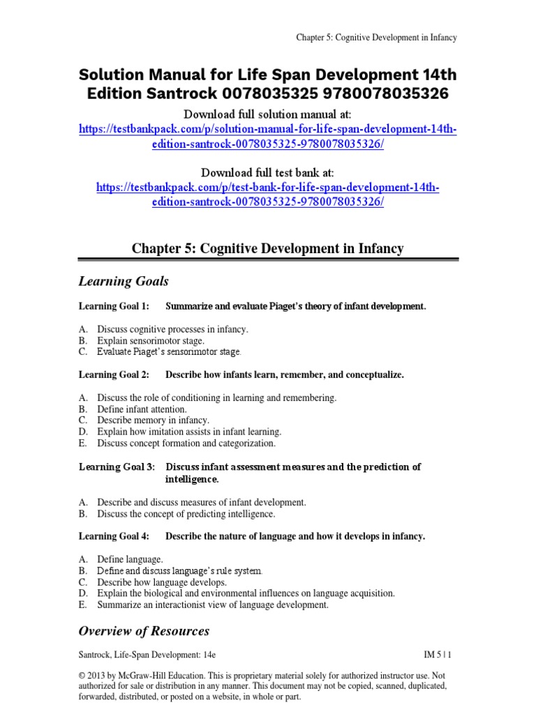 Life-Span Development 14th Edition Santrock Solutions Manual 1 | PDF ...