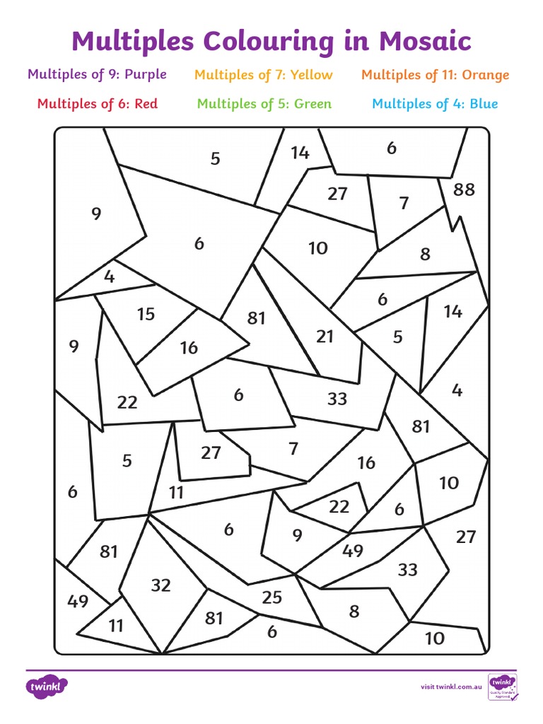 Au N 2549013 Factors and Multiples Colouring in Mosaic - Ver - 3 | PDF