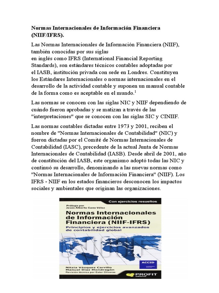 Normas Internacionales de Información Financiera NIIF IFRS | PDF