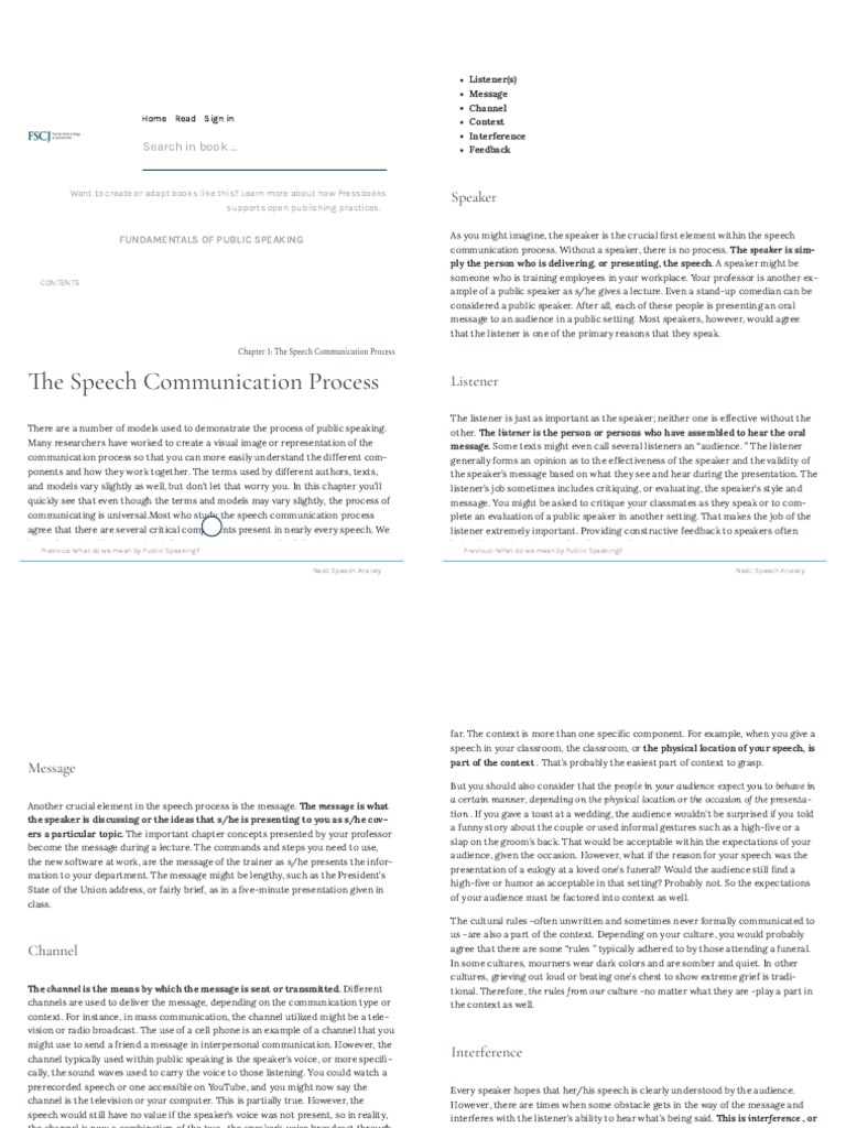 The Speech Communication Process - Fundamentals of Public Speaking ...