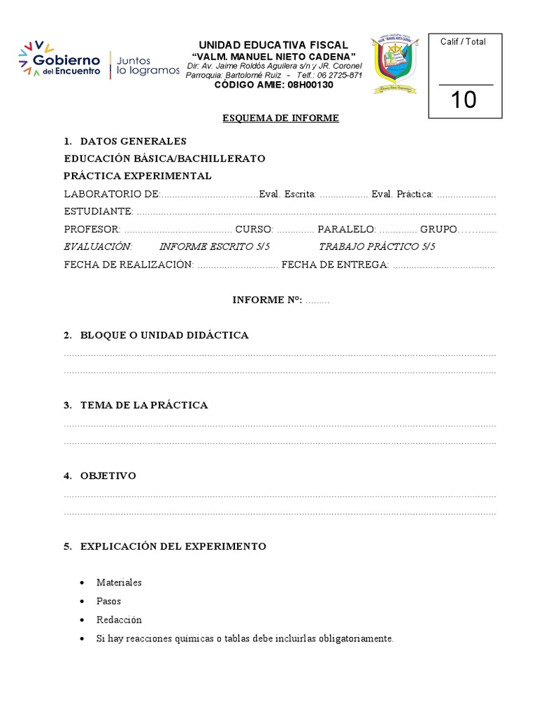 Esquema de Práctica de Laboratorio | PDF