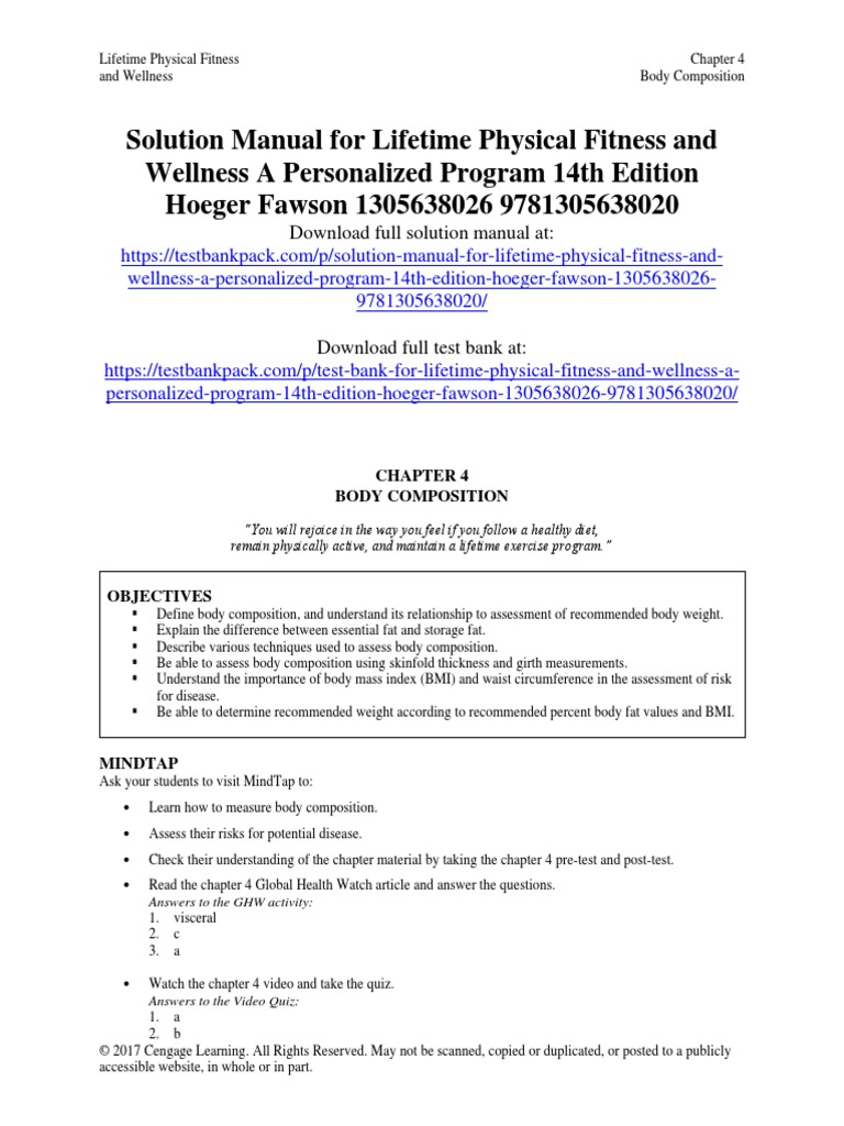 Lifetime Physical Fitness and Wellness A Personalized Program 14th ...