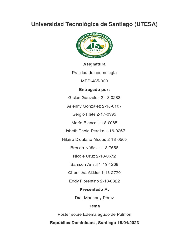 Poster Edema Agudo de Pulmon GRUPO A | PDF