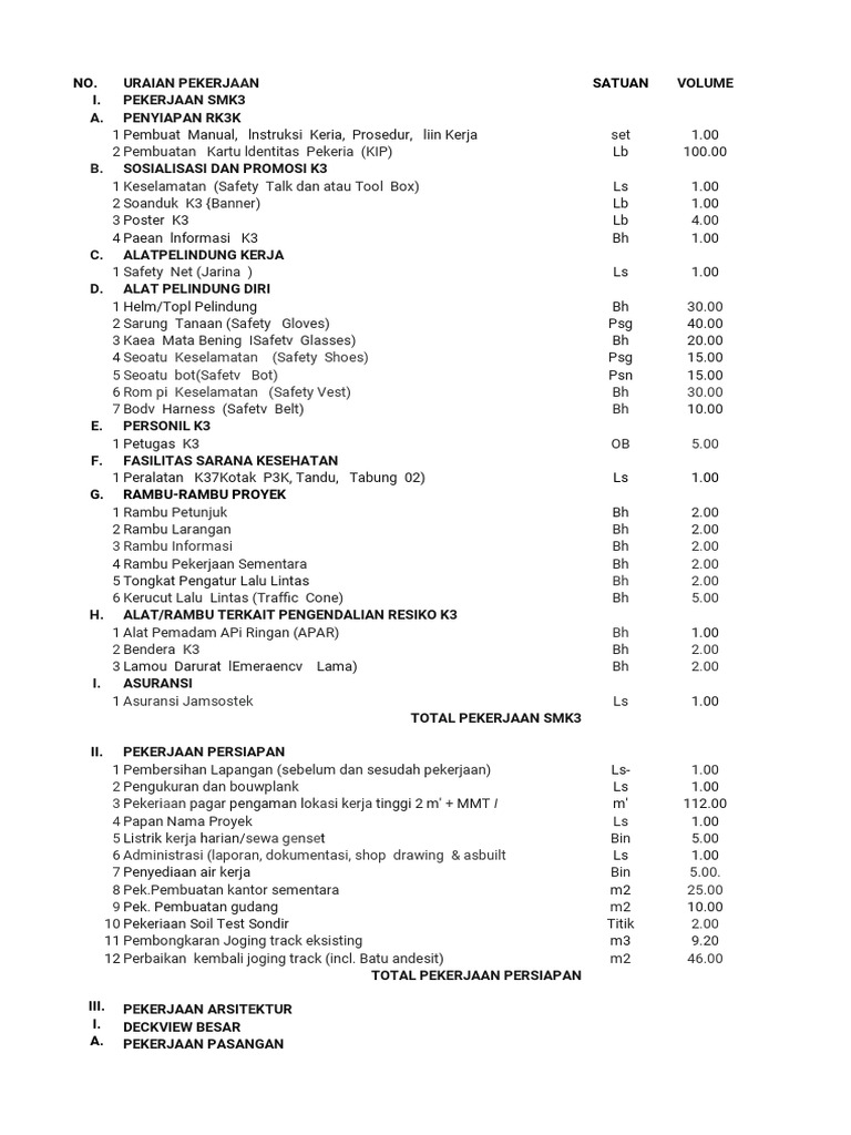 RAB Kosong Pembangunan Taman Kolam Sekupang Tahap 3 11 | PDF