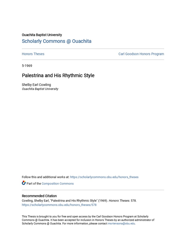 Palestrina and His Rhythmic Style | PDF