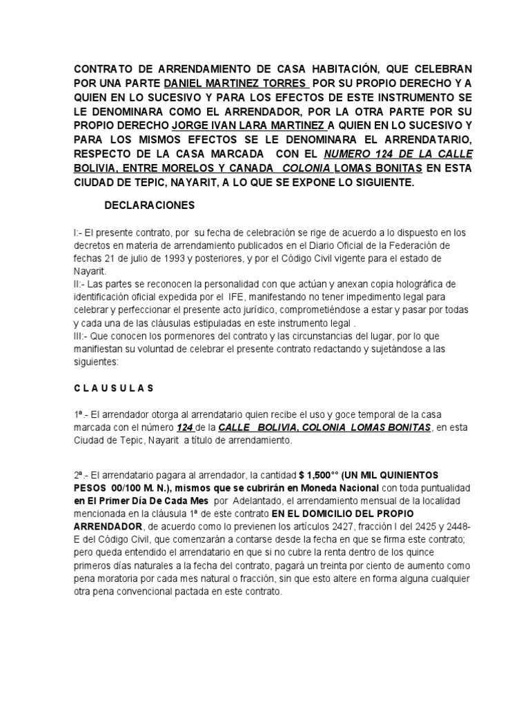 Arrendamiento Laritas | PDF | Derecho y economía | Derecho civil ...