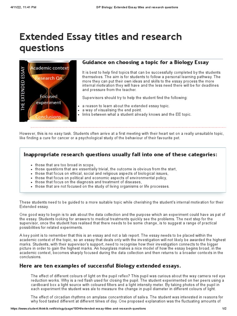 Biology Essay Guidance for Students | PDF | Essays | Experiment