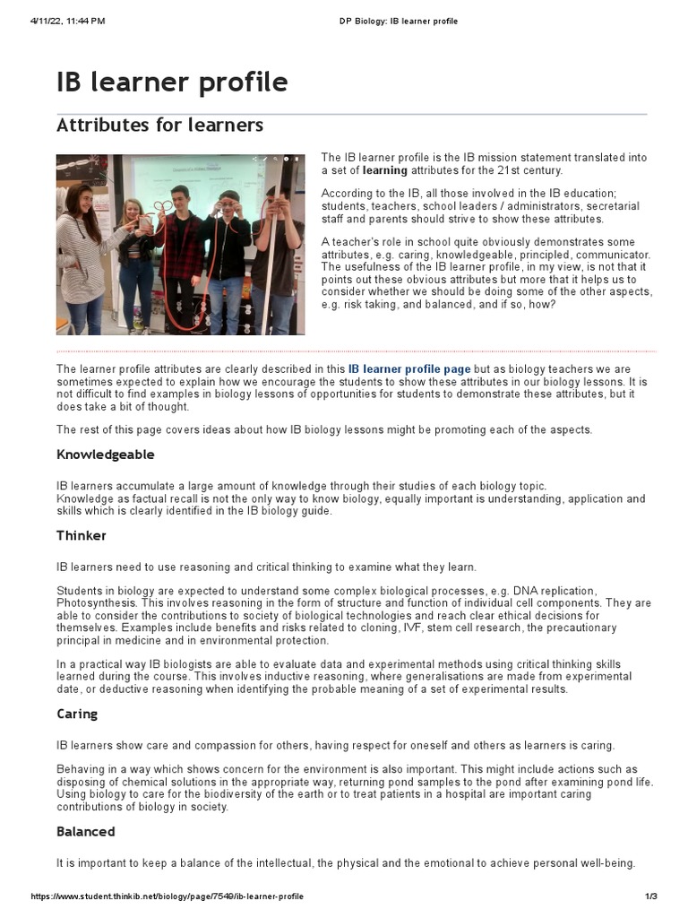 DP Biology_ IB learner profile | PDF