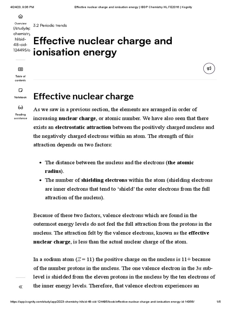 Effective Nuclear Charge and Ionisation Energy - IBDP Chemistry HL ...