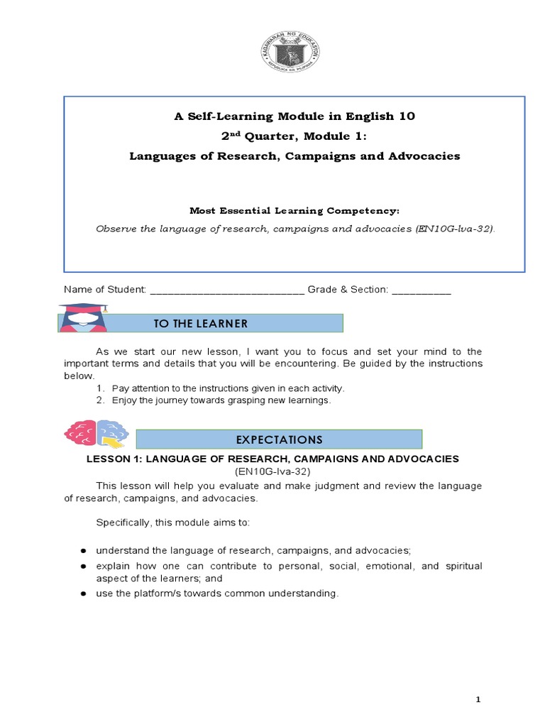 English 10 Q2 Week 1 Validated Pdf Motivation Motivational
