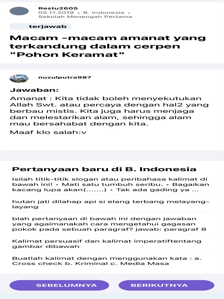 Macam - Macam Amanat Yang Terkandung Dalam Cerpen Pohon Keramat - Diskusi - Blog | PDF