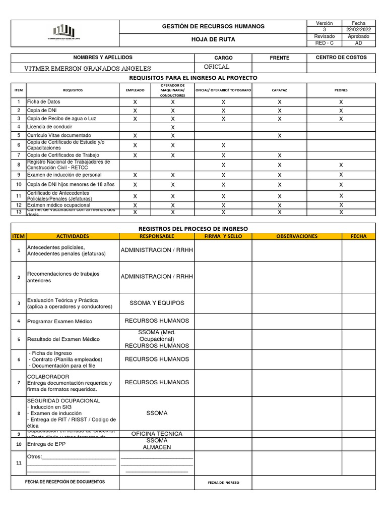 File Completo para Ingreso Personal | PDF