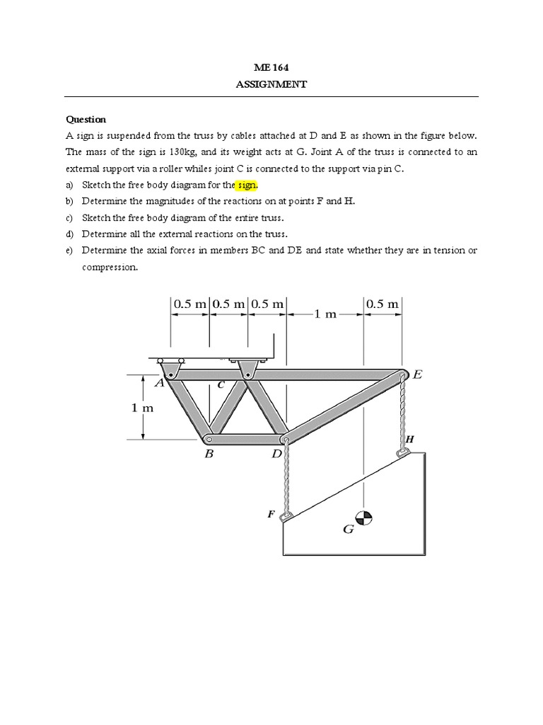 ME 164 Truss Assignment | PDF