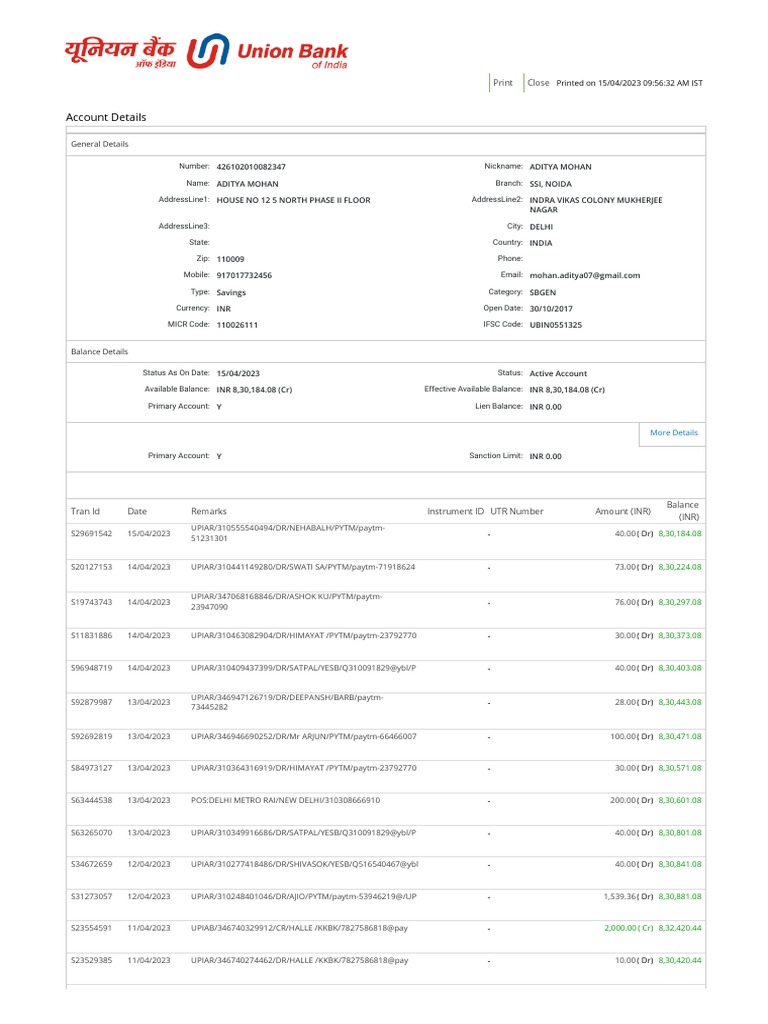 Finacle E-Banking - Account Details | PDF | Economy Of India | Banking ...