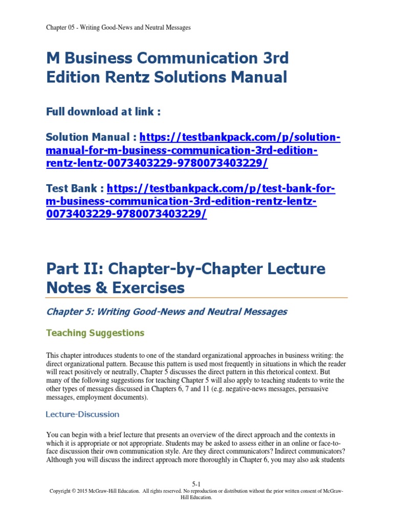 M Business Communication 3rd Edition Rentz Solutions Manual 1 | PDF ...