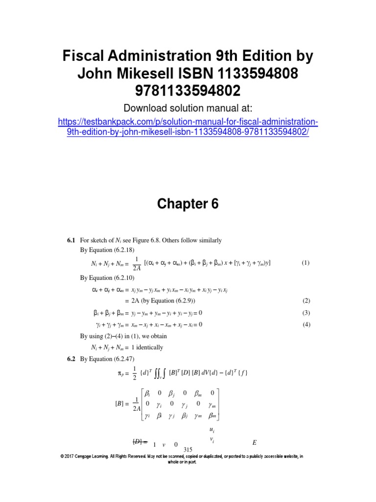 Fiscal Administration 9th Edition John Mikesell Solutions Manual ...