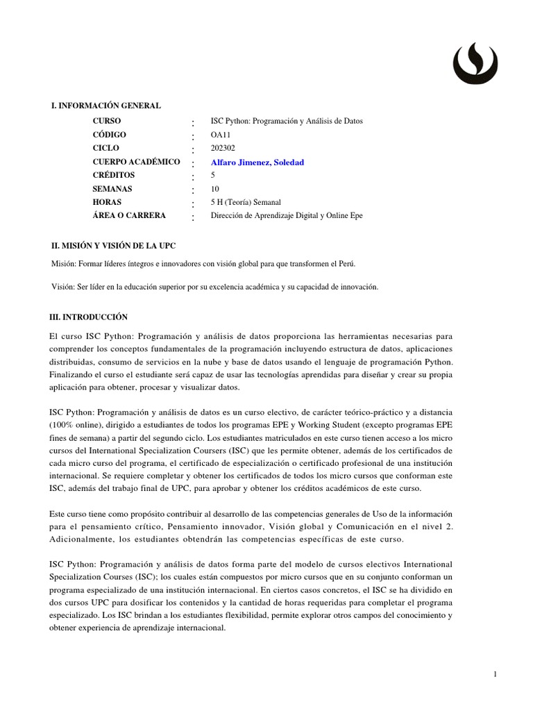 OA11 ISC Python Programacion y Analisis de Datos 202302 | PDF